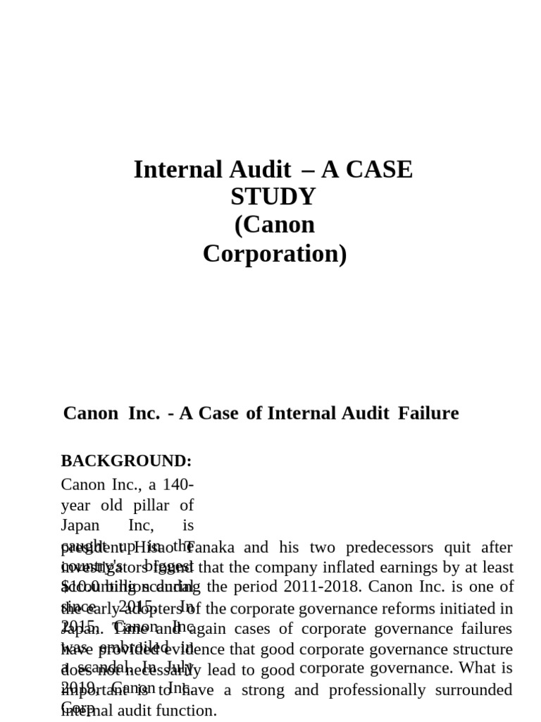 Canon Inc. - A Case of Internal Audit Failure | PDF | Internal Audit ...