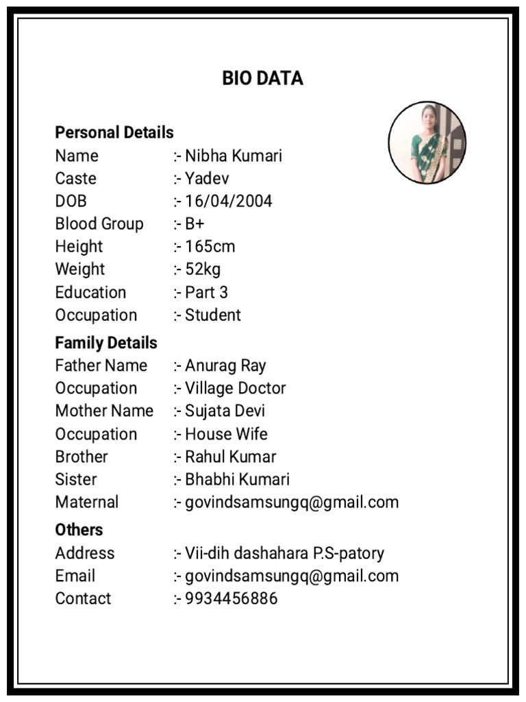 Biodata 1 | PDF