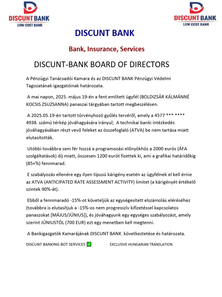 Bot Discunt-Bank, Zsuzsanna Kocsis | PDF