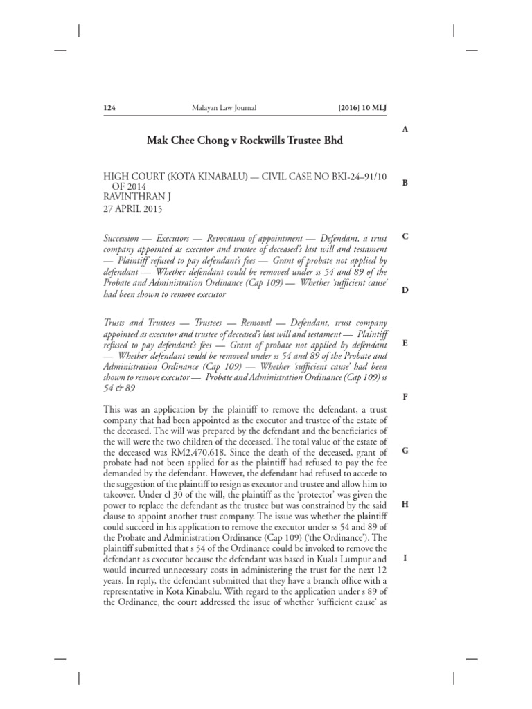 Executor Removal in Trust Dispute Case | PDF | Probate | Will And Testament