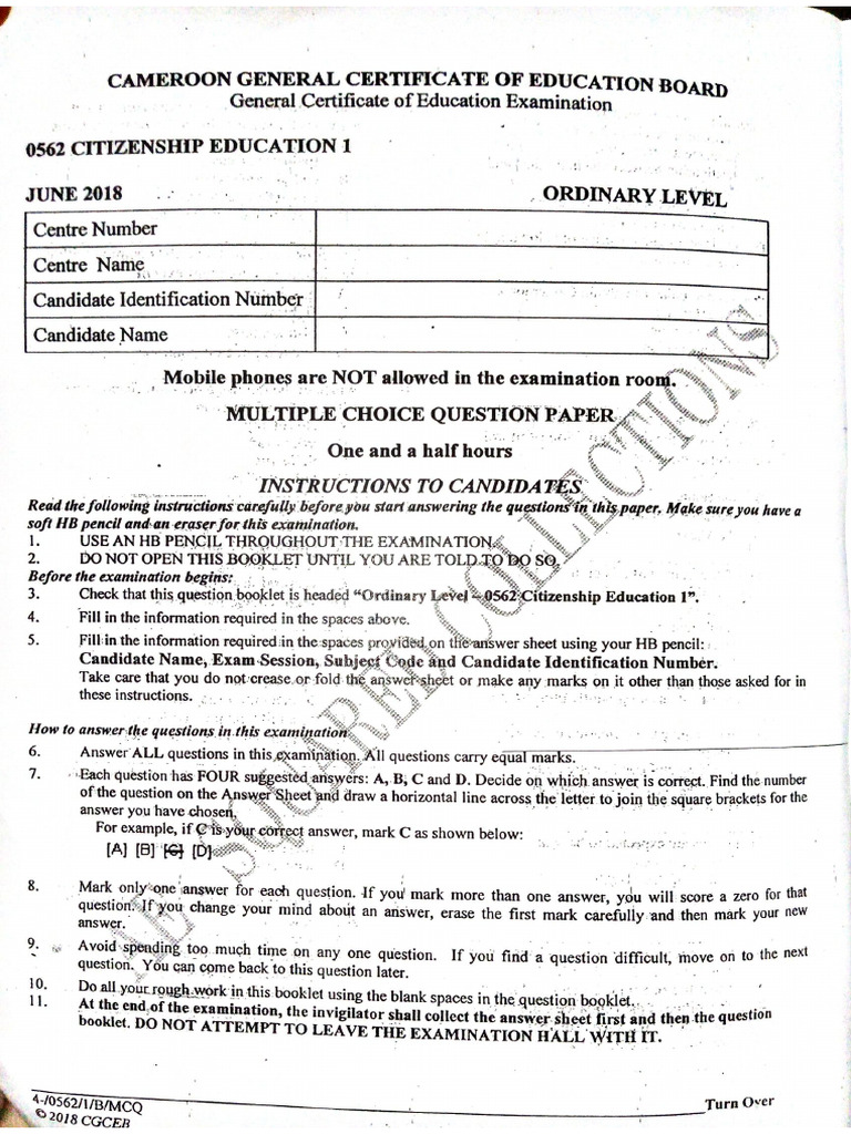 Citizenship O - L Paper 1 | PDF