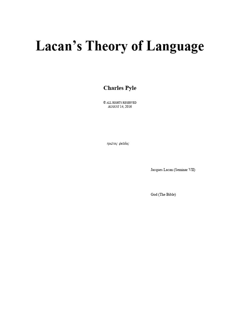 Lacan`s - Theory of Language | PDF | Truth | Theory