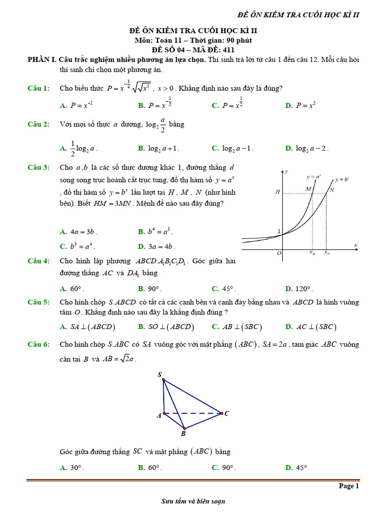 10 de on Tap Kiem Tra Cuoi Hoc Ki 2 Toan 11 Ctst Cau Truc Moi 3 2 2 3 Đã Gộp | PDF