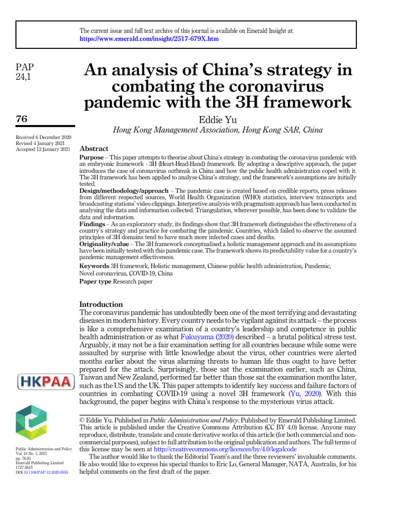 An Analysis of China's Strategy in Combating The Coronavirus Pandemic ...