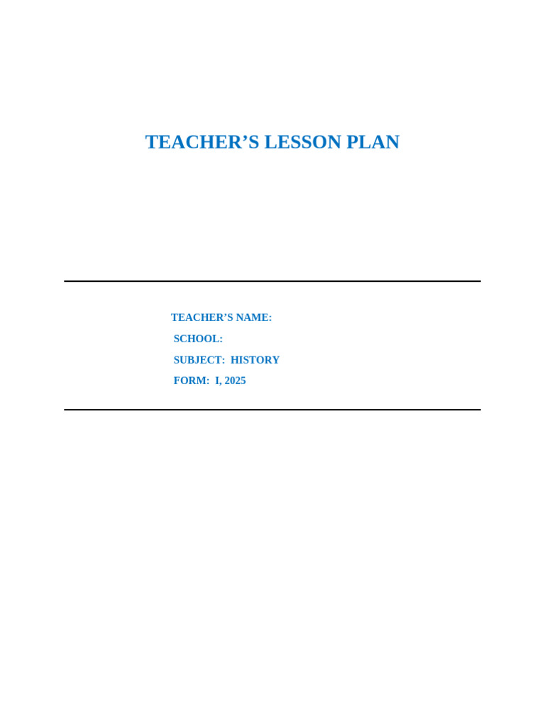 Business Studies Lesson Plan for Form One | PDF | Teachers | Learning