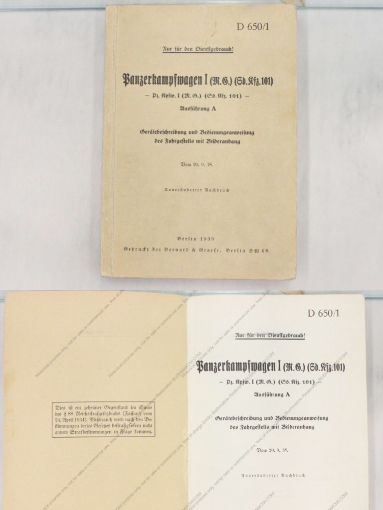 3.-D-650-1 Pz-Kampfwagen-I-MG - SD KFZ 101 Instrucciones de Servicio ...