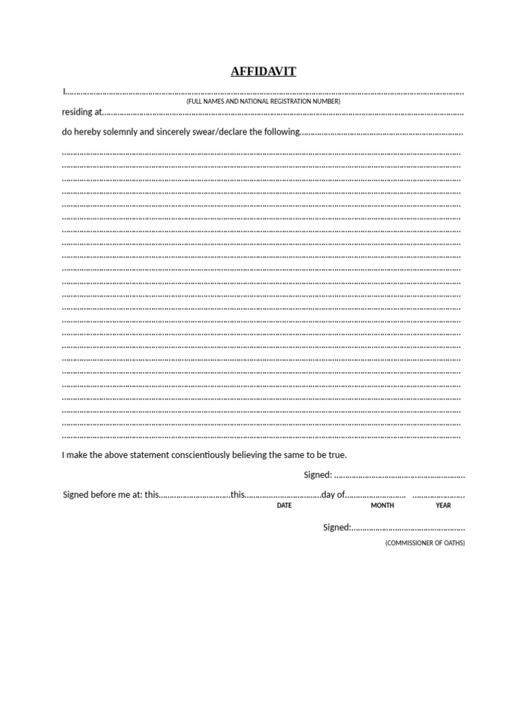 Legal Affidavit Template | PDF