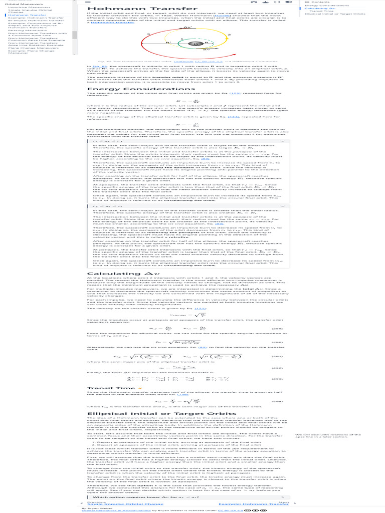 Hohmann Transfer - Orbital Mechanics & Astrodynamics | PDF | Orbit ...