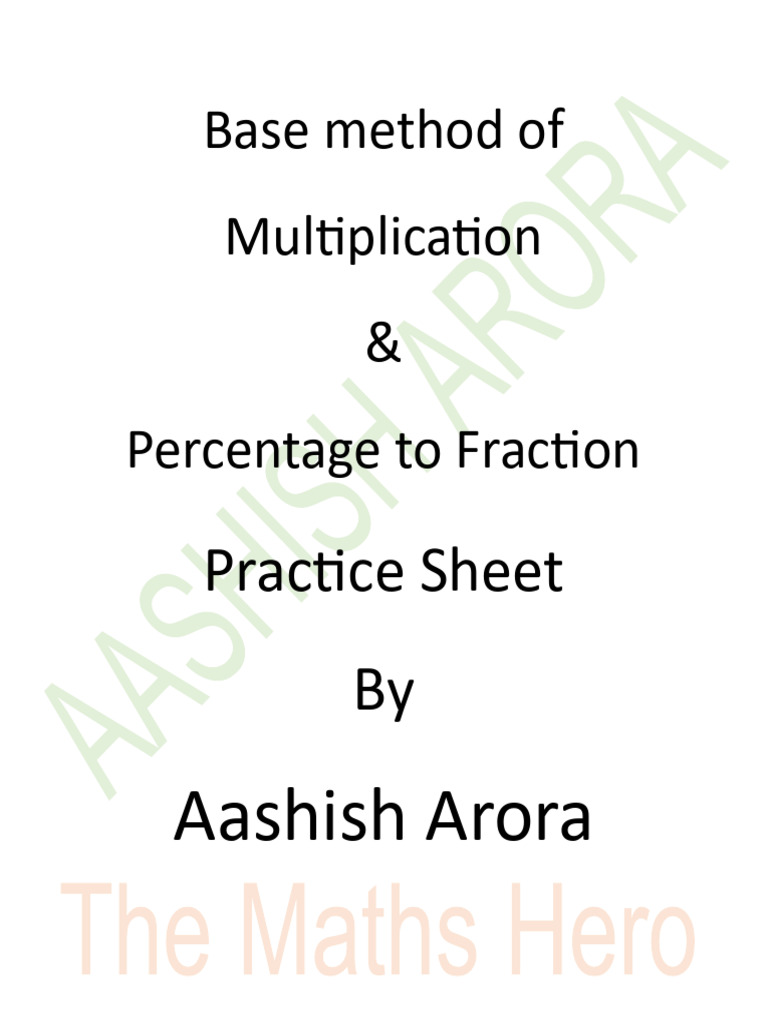 Base Method of Multiplication Percentage To Fraction 1 | PDF ...
