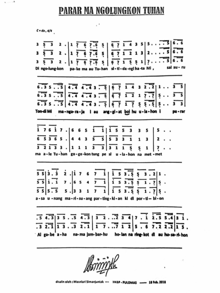 Parar Ma Ngolungkon Tuhan-Partitur | PDF