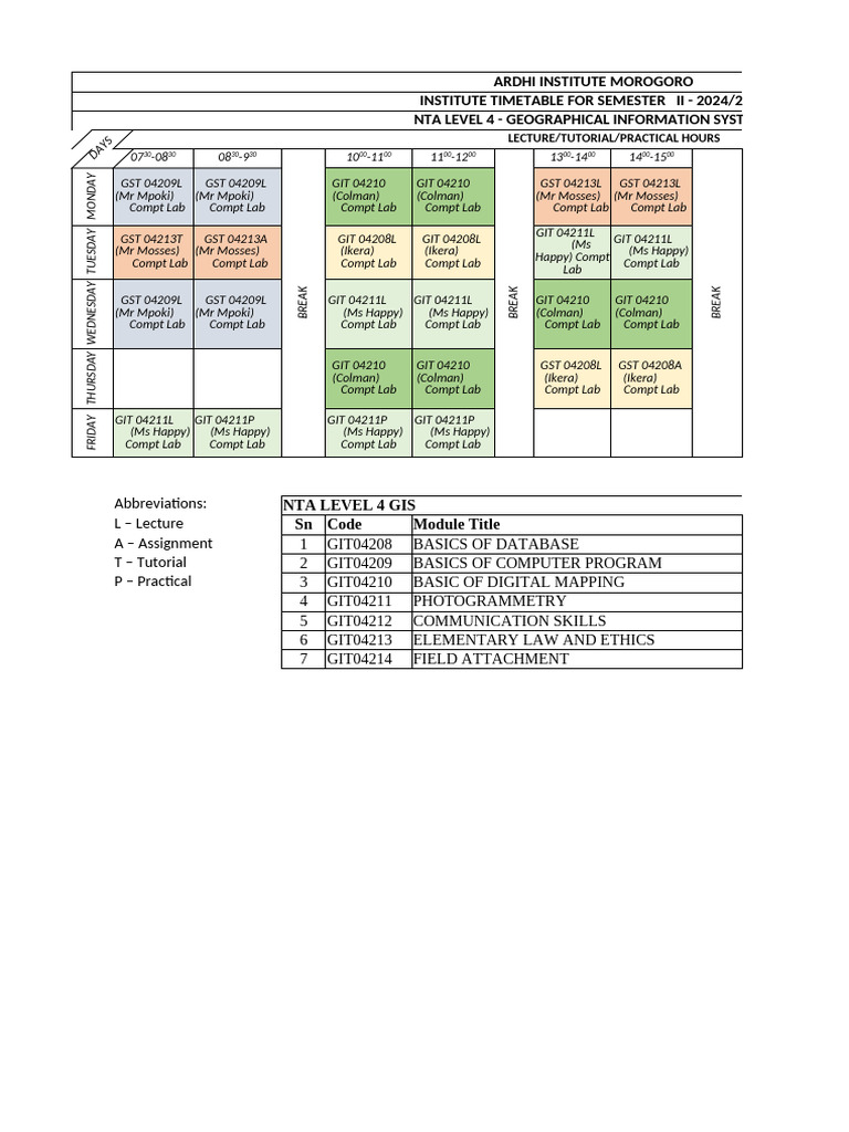 Provisional Timetable - 0 Draft | PDF | Geographical Technology ...