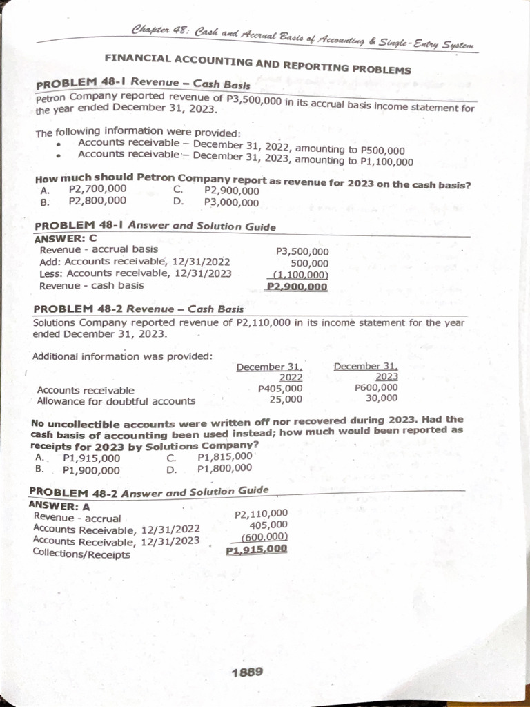 Cash & Accrual & Single Entry Probs | PDF