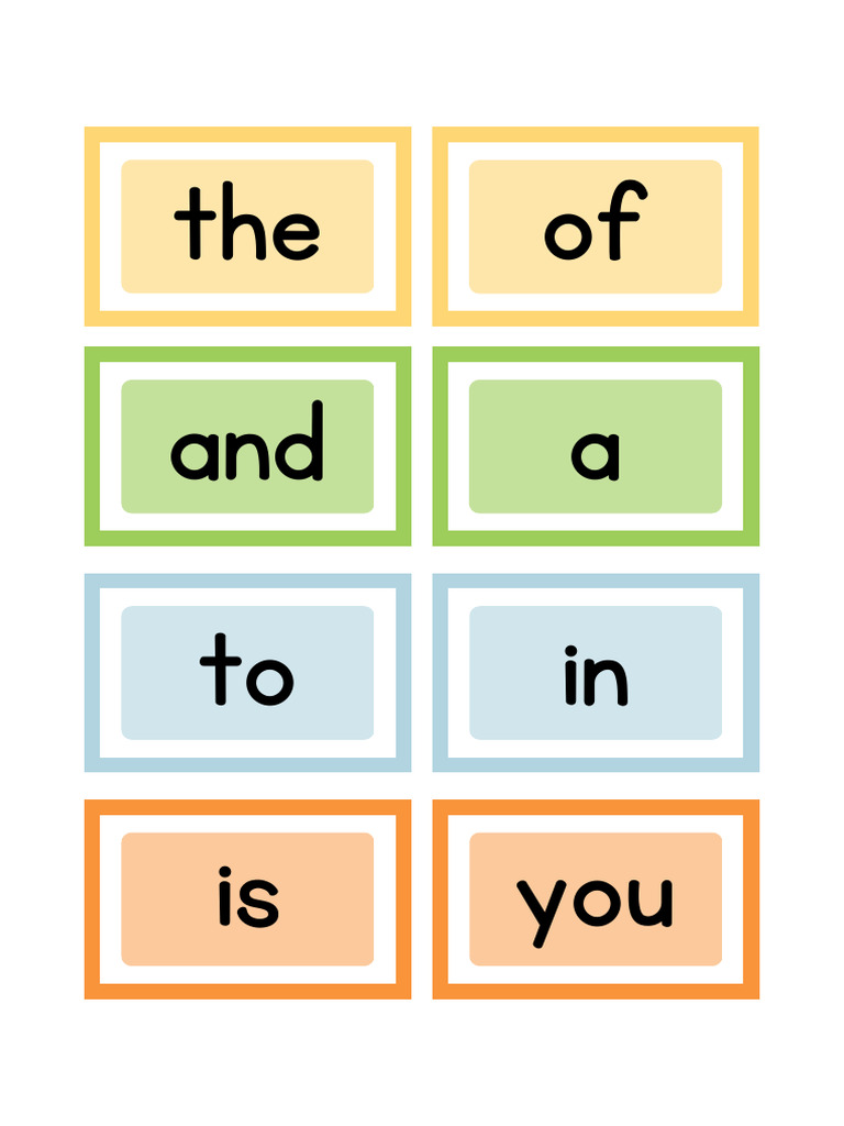 Sight Words Flashcards Yellow Green Retro Style | PDF