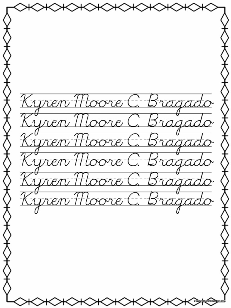 Cursive Name Tracing Worksheet 7FFA FA05 0899 | PDF