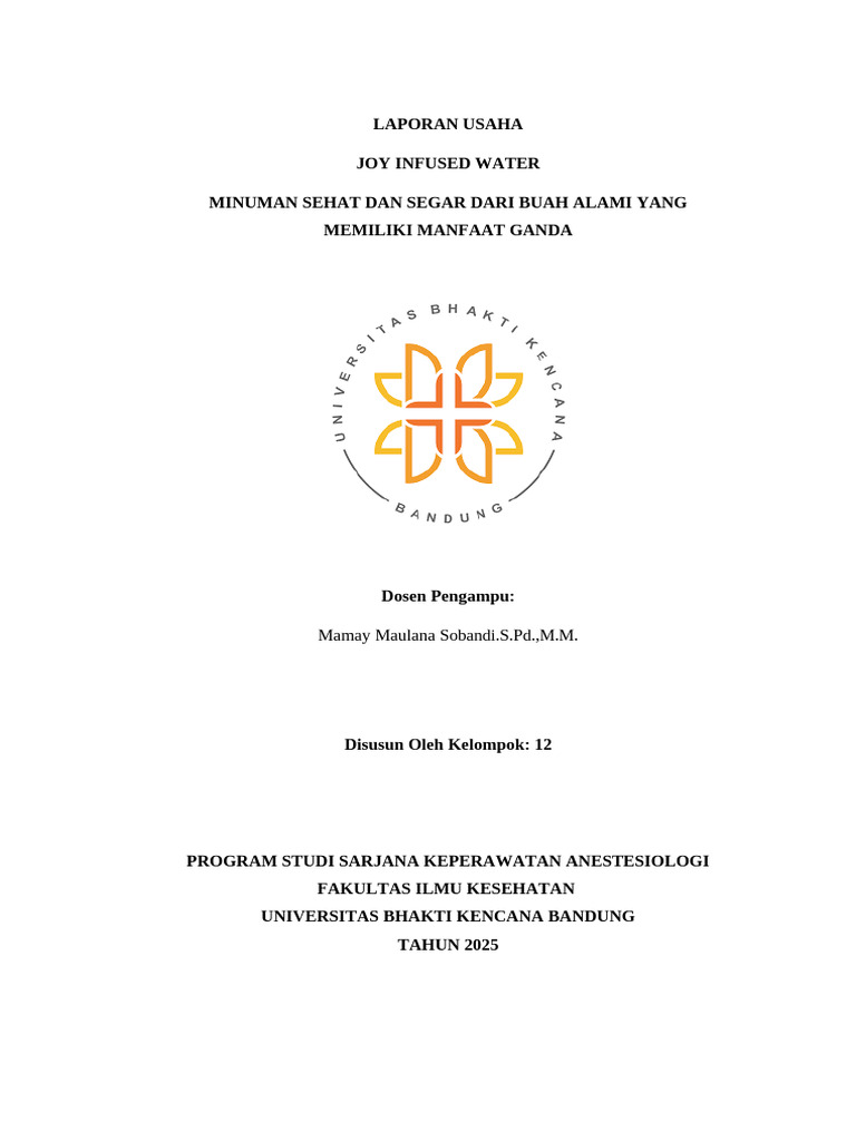 Laporan Usaha Joy Infused Water Kelompok 12 KWU | PDF