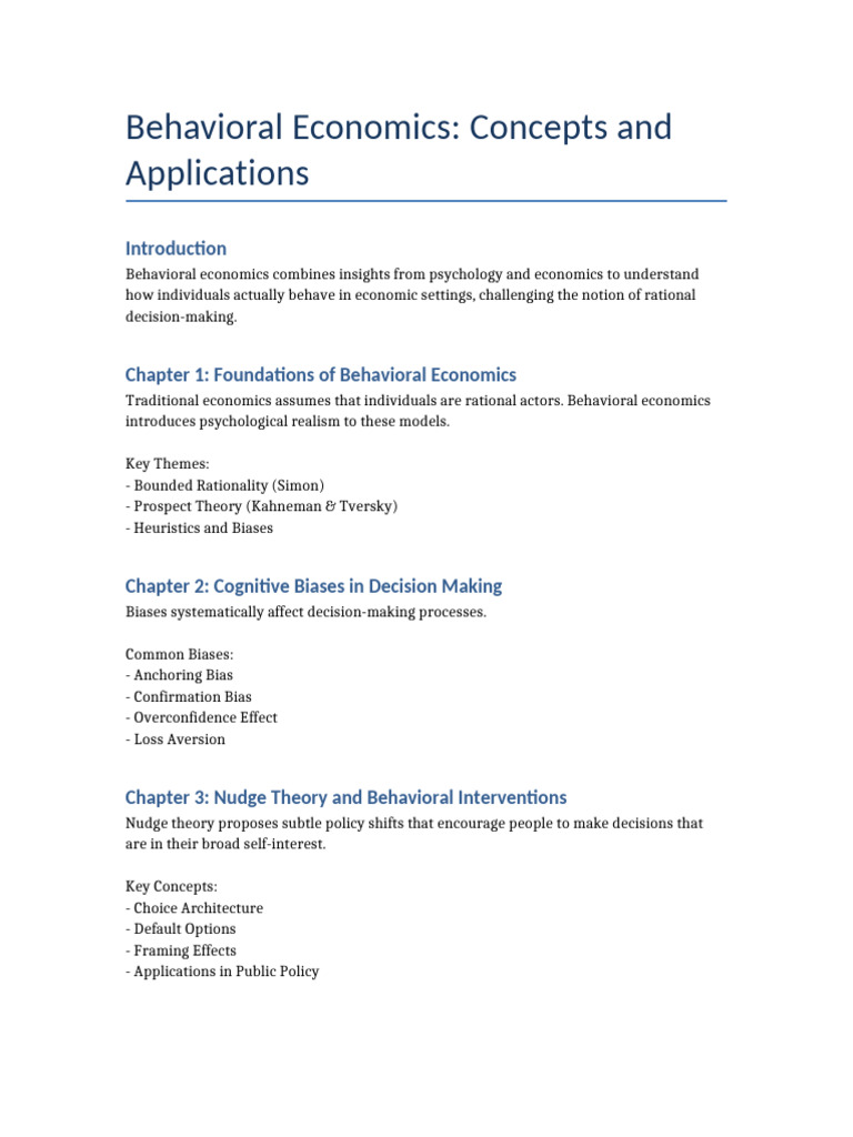 Behavioral Economics: Key Concepts Explained | PDF