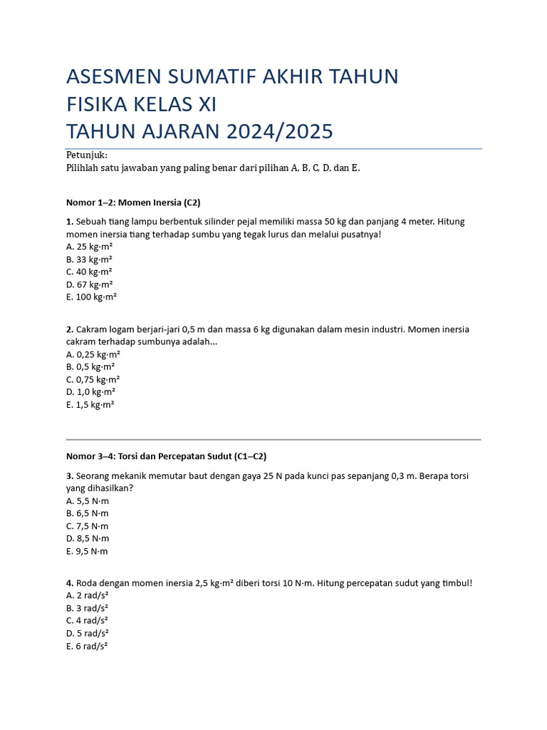 SOAL LATIHAN PSAT 2025 (soal) | PDF