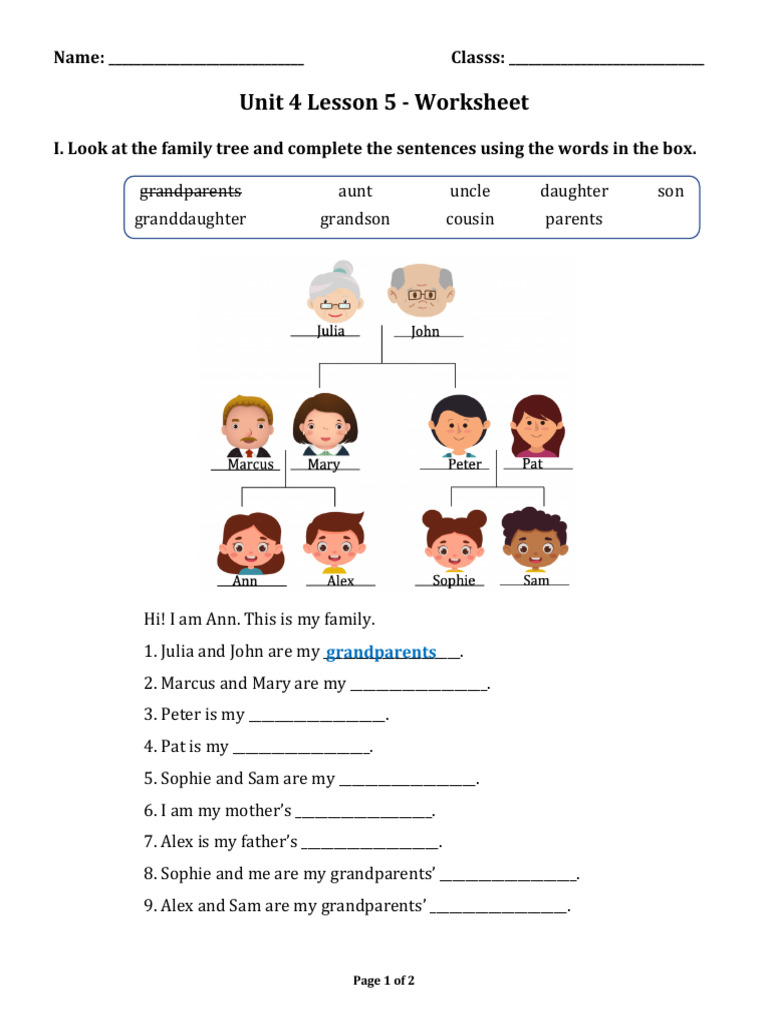 Unit 4 Lesson 5 - Worksheet 2 | PDF