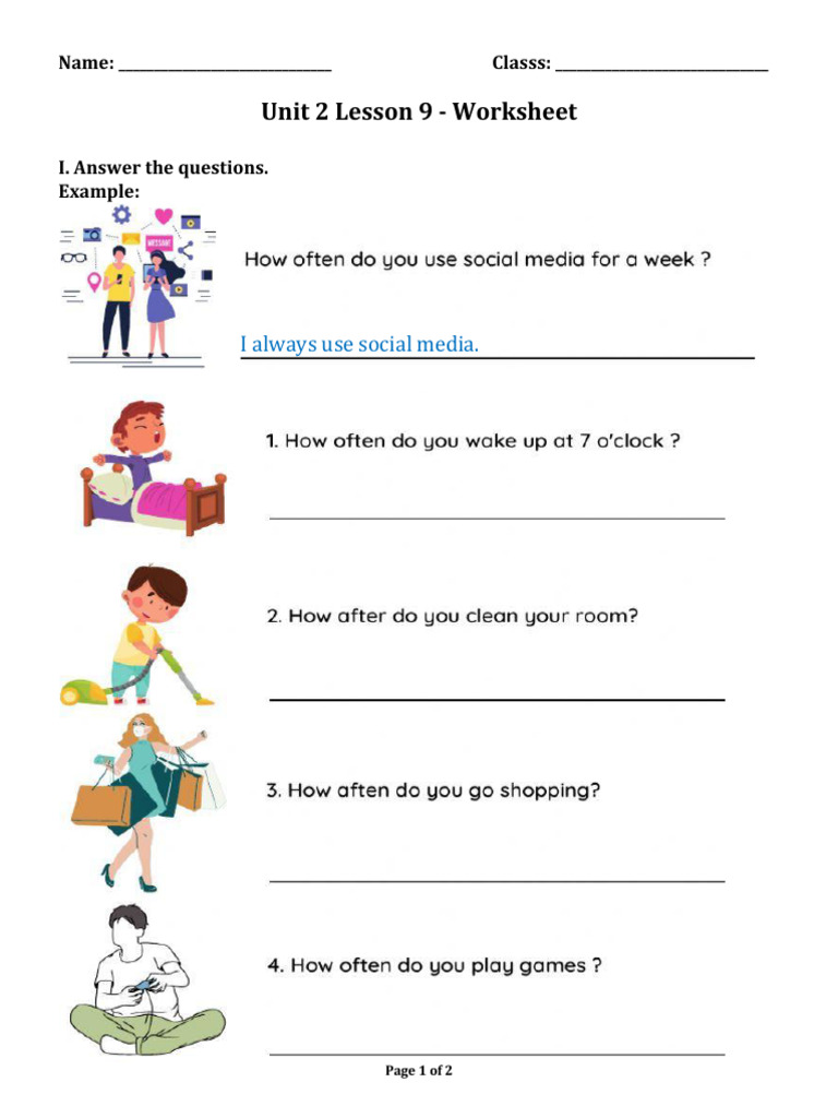 Unit 2 Lesson 9 - Worksheet | PDF