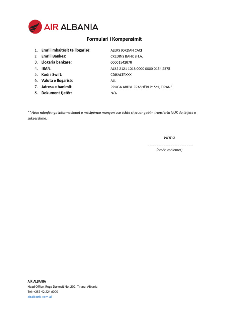 Formulari I Kompensimit | PDF