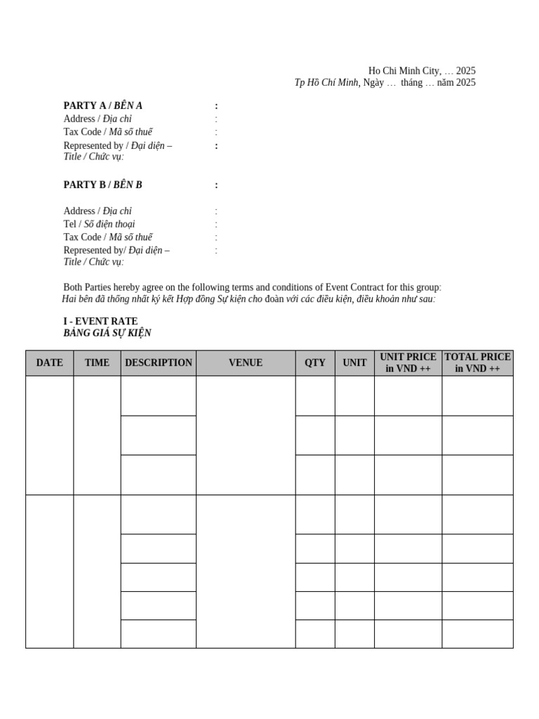 Template contract F&B | PDF