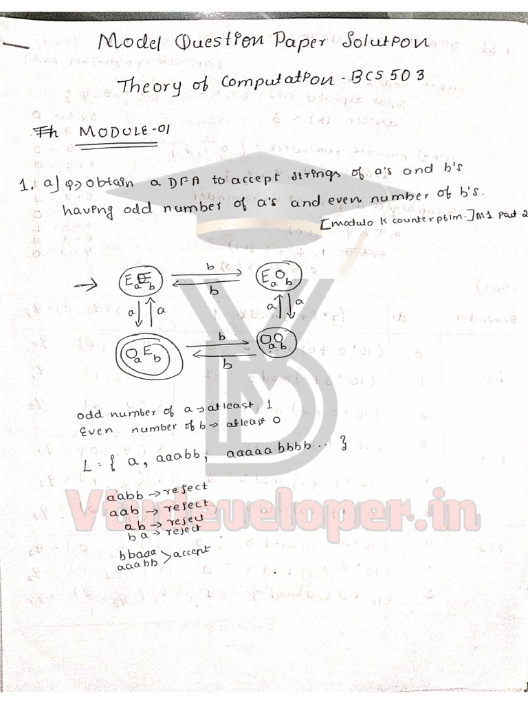 @vtudeveloper - in TOC Solved Model Question Paper | PDF