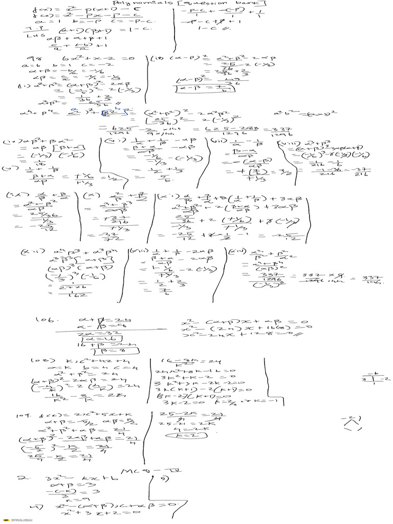 Polynomials Question Bank Problems - 2 | PDF