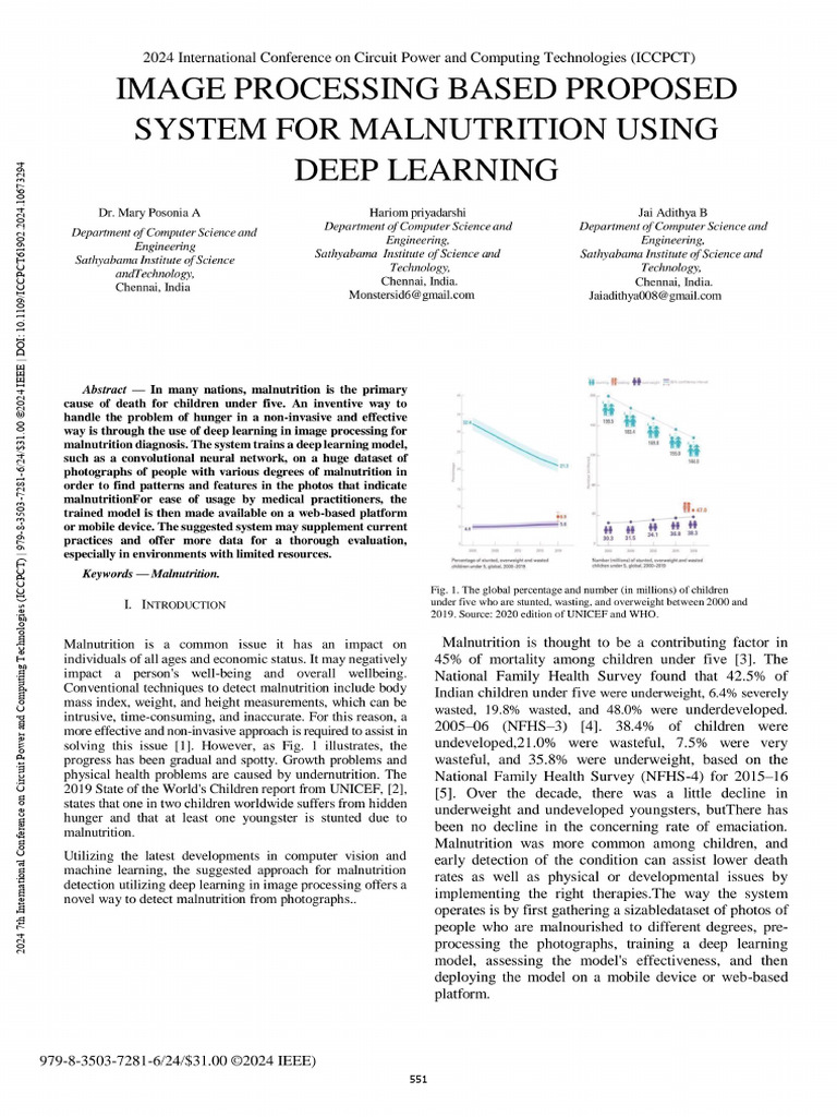 Image Processing Based Proposed System For Malnutrition Using Deep Learning | PDF