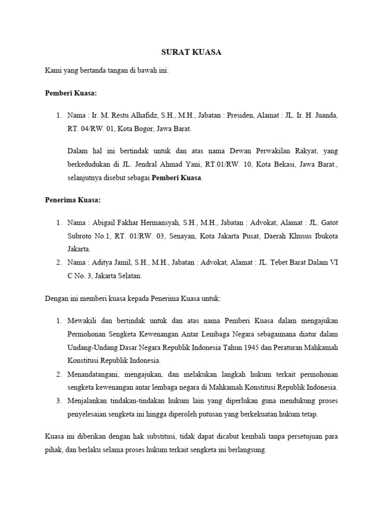 Surat Kuasa Mk Kel 1 | PDF