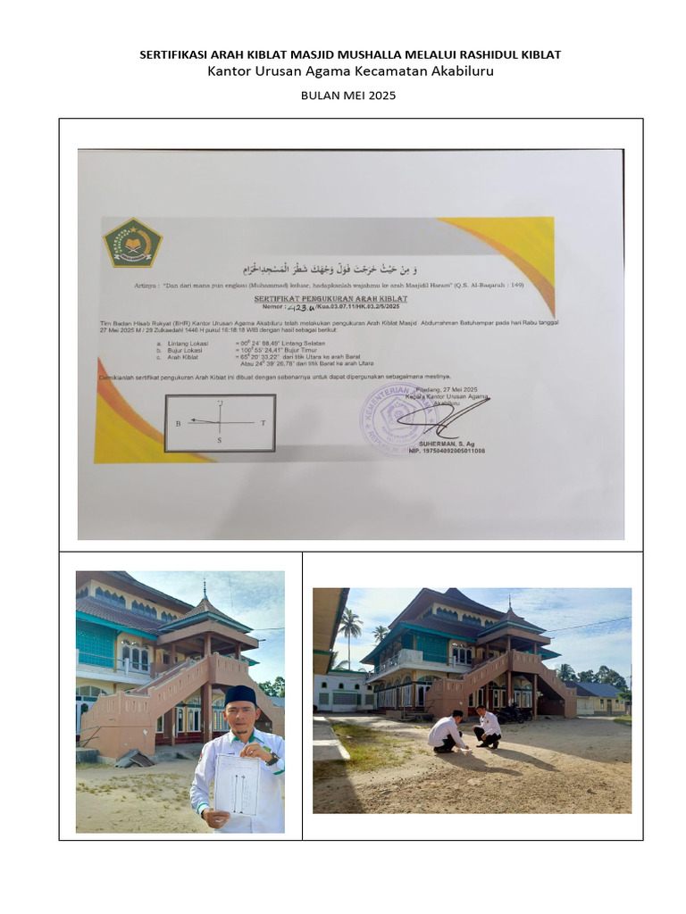 Sertifikasi Arah Kiblat Masjid Mushalla Melalui Rashidul Kiblat | PDF
