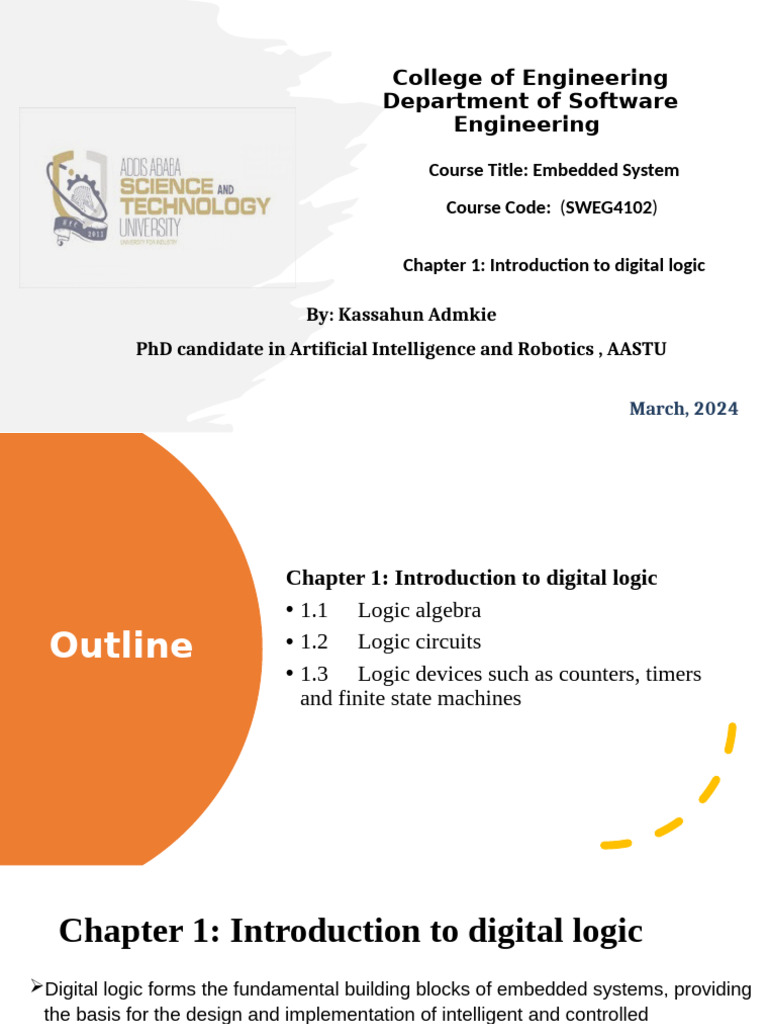 Chapter 1 Embedded System Corse PPT AASTU | PDF | Logic Gate | Boolean Algebra