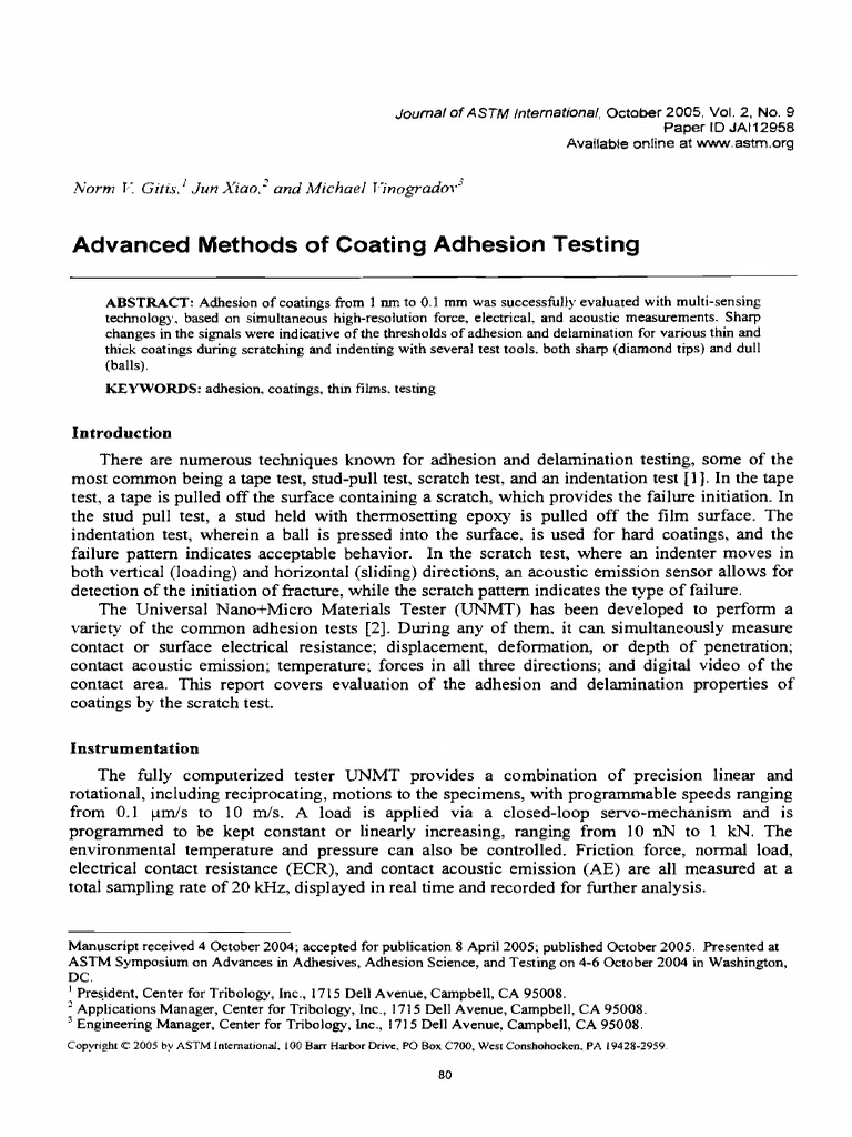 Coating Adhesion Testing Methods | PDF | Coating | Mechanical Engineering
