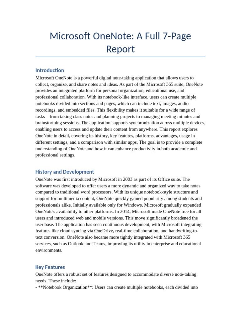 Microsoft OneNote 7 Page Report | PDF | Application Software | Computing