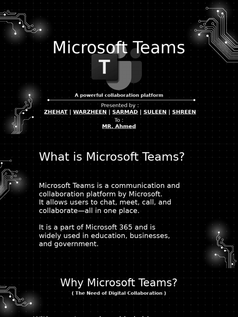Microsoft Teams Presentation | PDF | Computing | Software