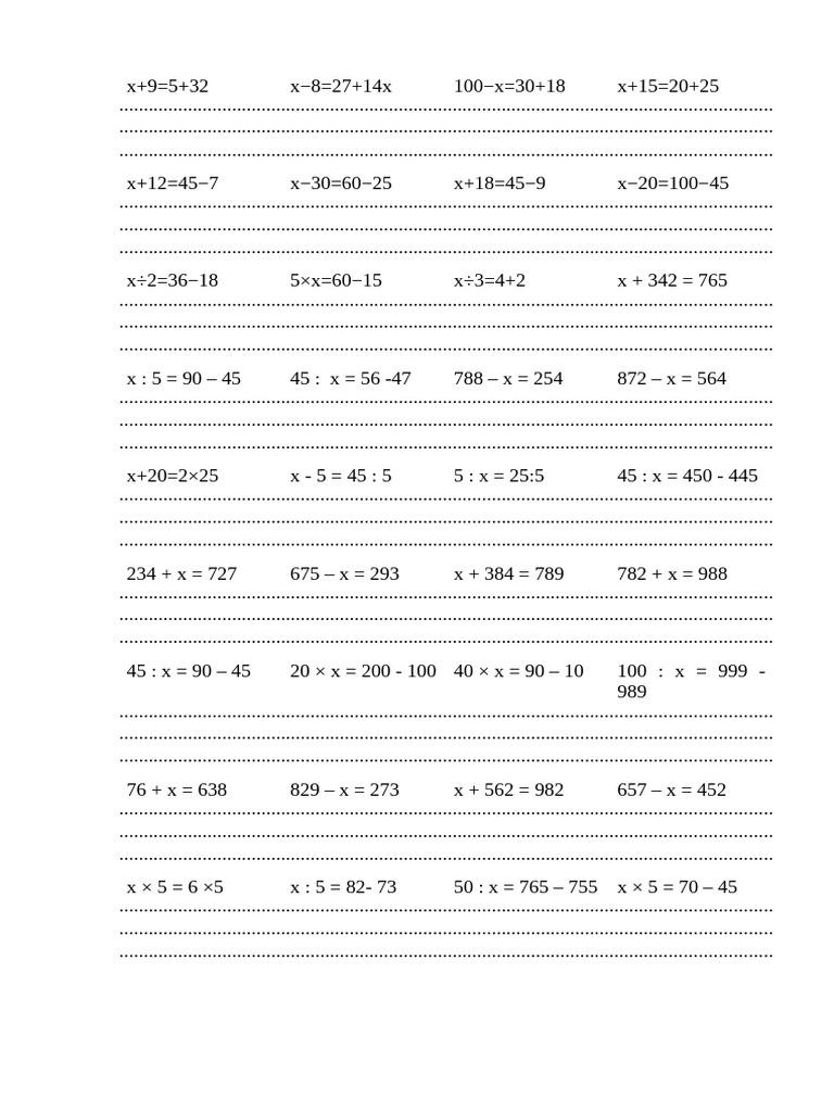 Algebraic Equations Practice Set | PDF