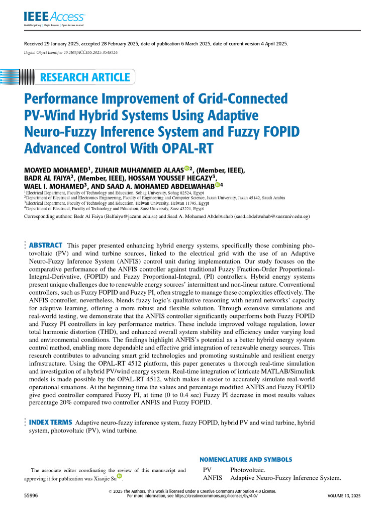 Performance Improvement of Grid-Connected PV-Wind Hybrid Systems Using Adaptive Neuro-Fuzzy ...