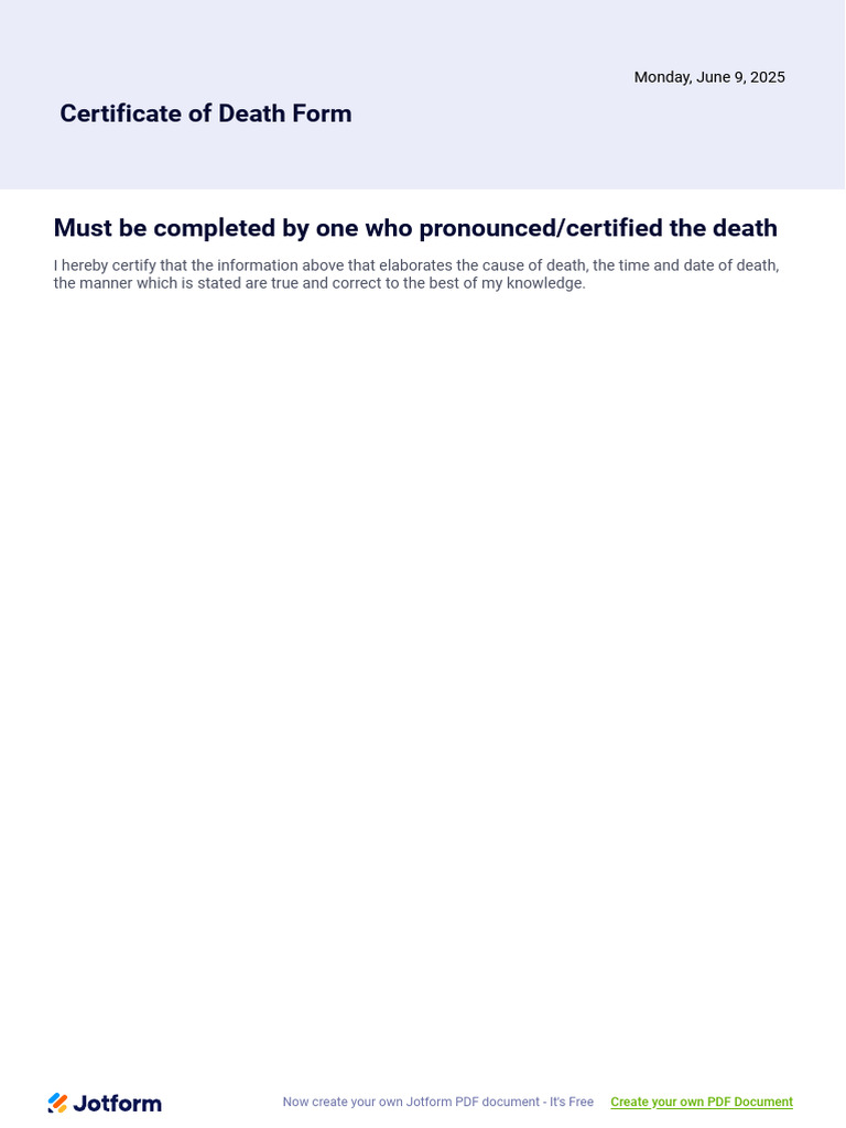 Certificate of Death Form | PDF