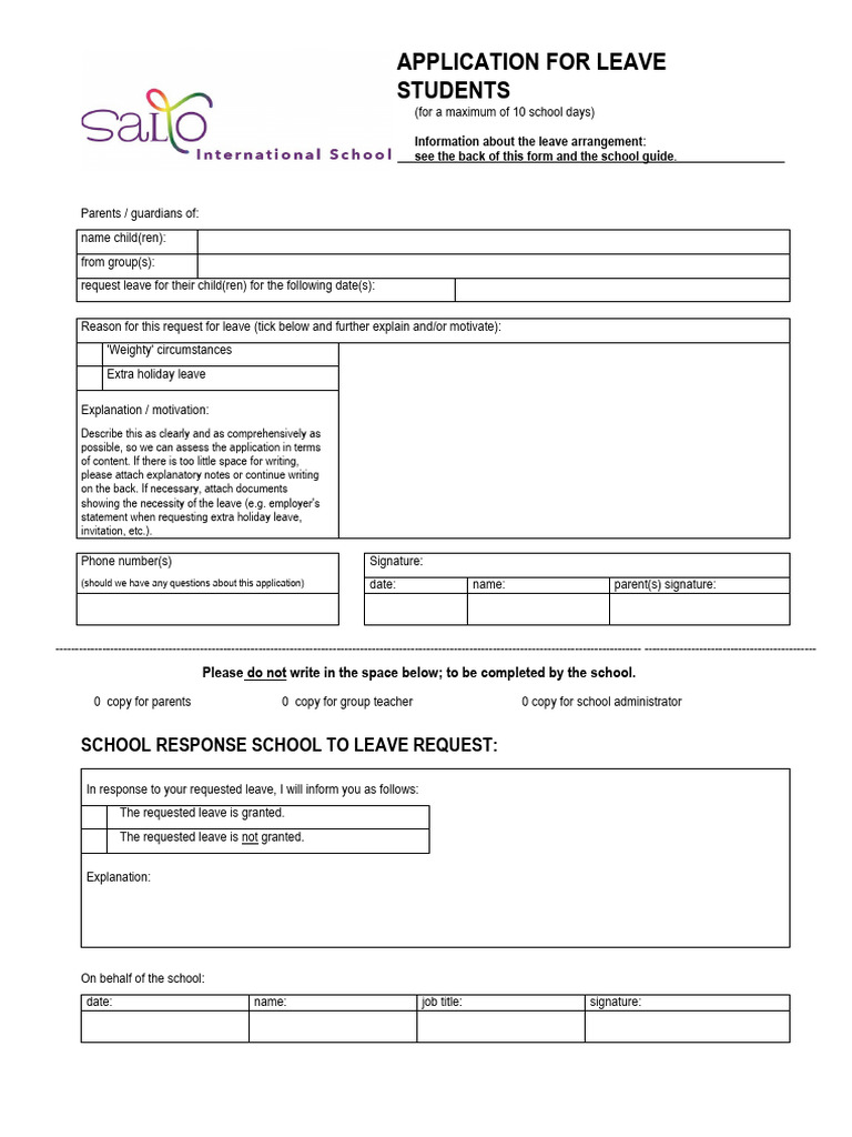 Application Form Leave Student | PDF | Justice | Crime & Violence