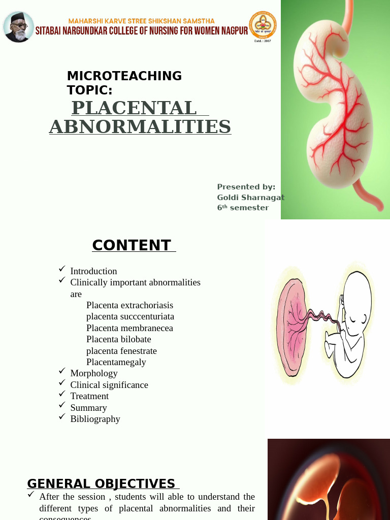 Placental Variations and Abnormalities | PDF | Placenta | Motherhood