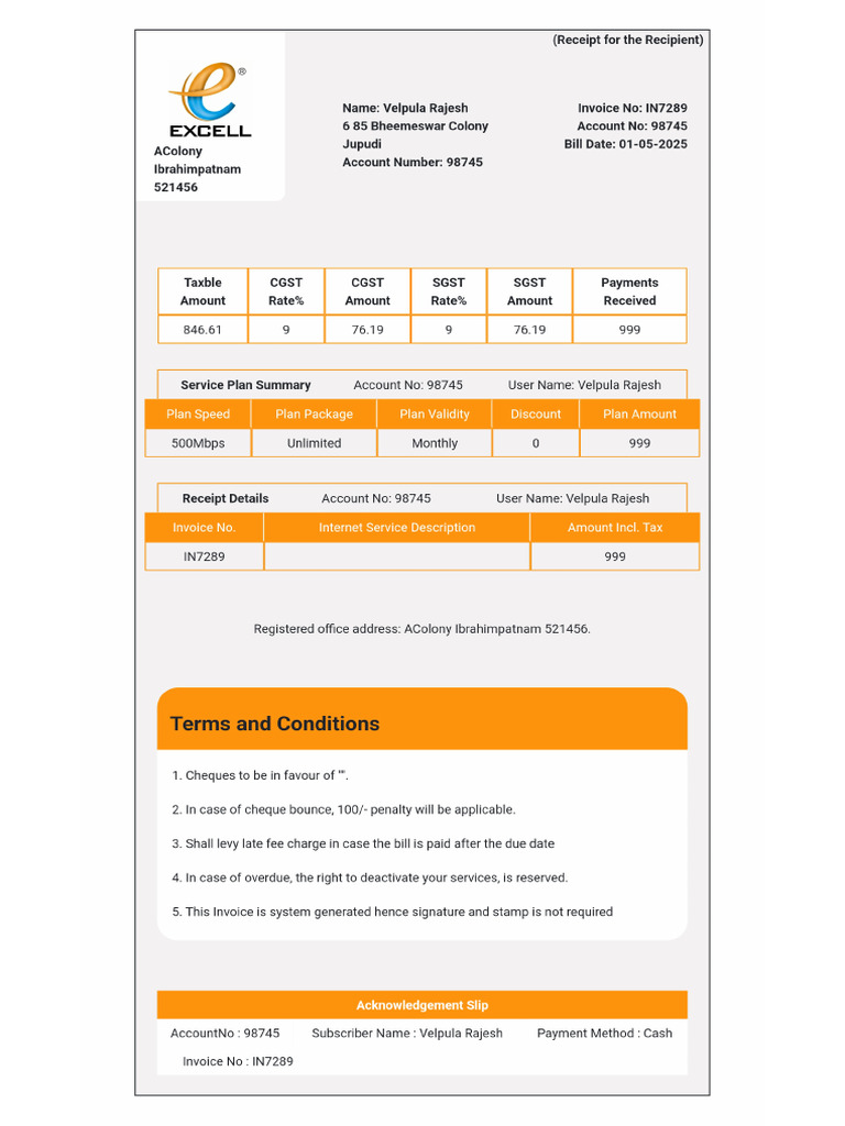 Internet Invoice (Freeforonline - Com) | PDF