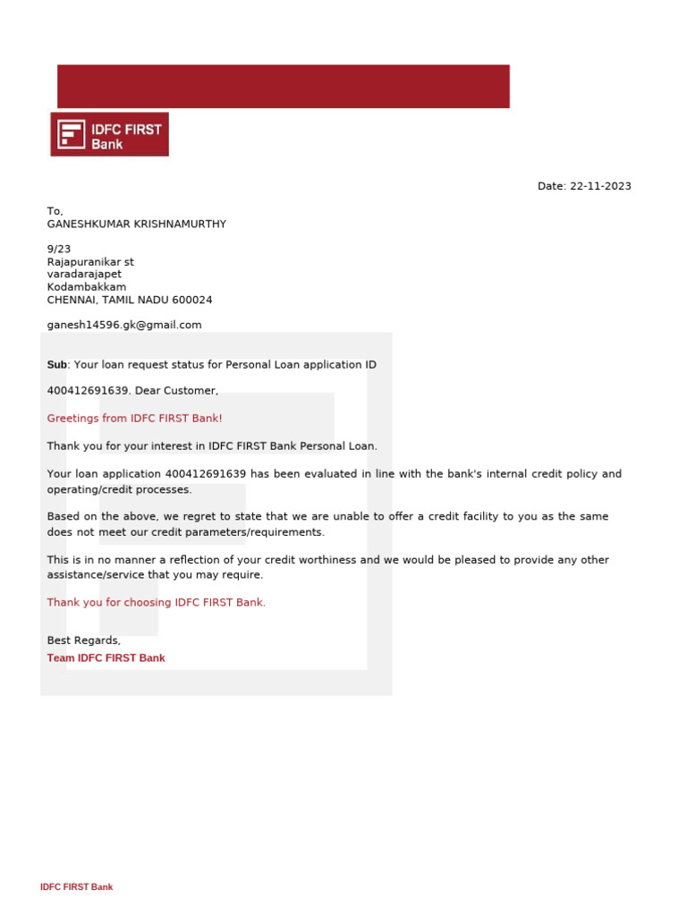 Rejection Letter | PDF