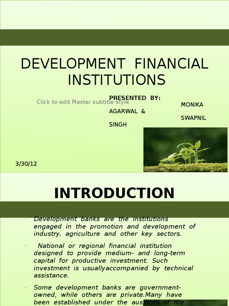 Overview of Development Financial Institutions | PDF | Economic ...
