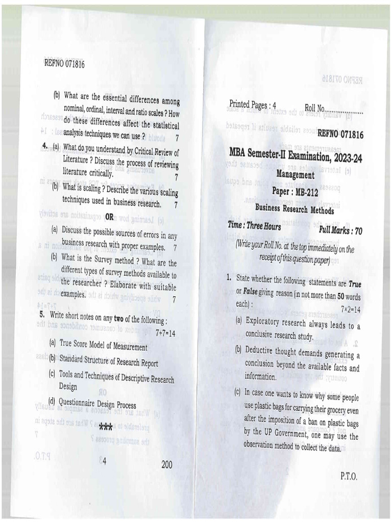 Business Research Methods 20250117 0001 | PDF | Validity (Statistics) | Methodology