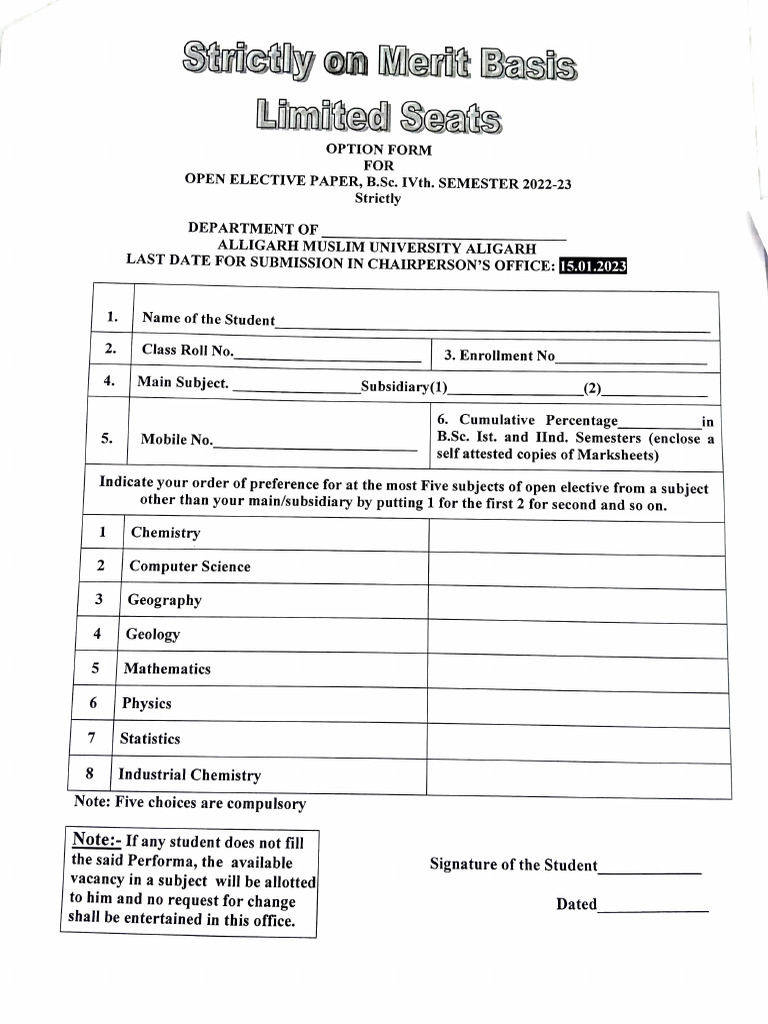 Open Elective Form | PDF