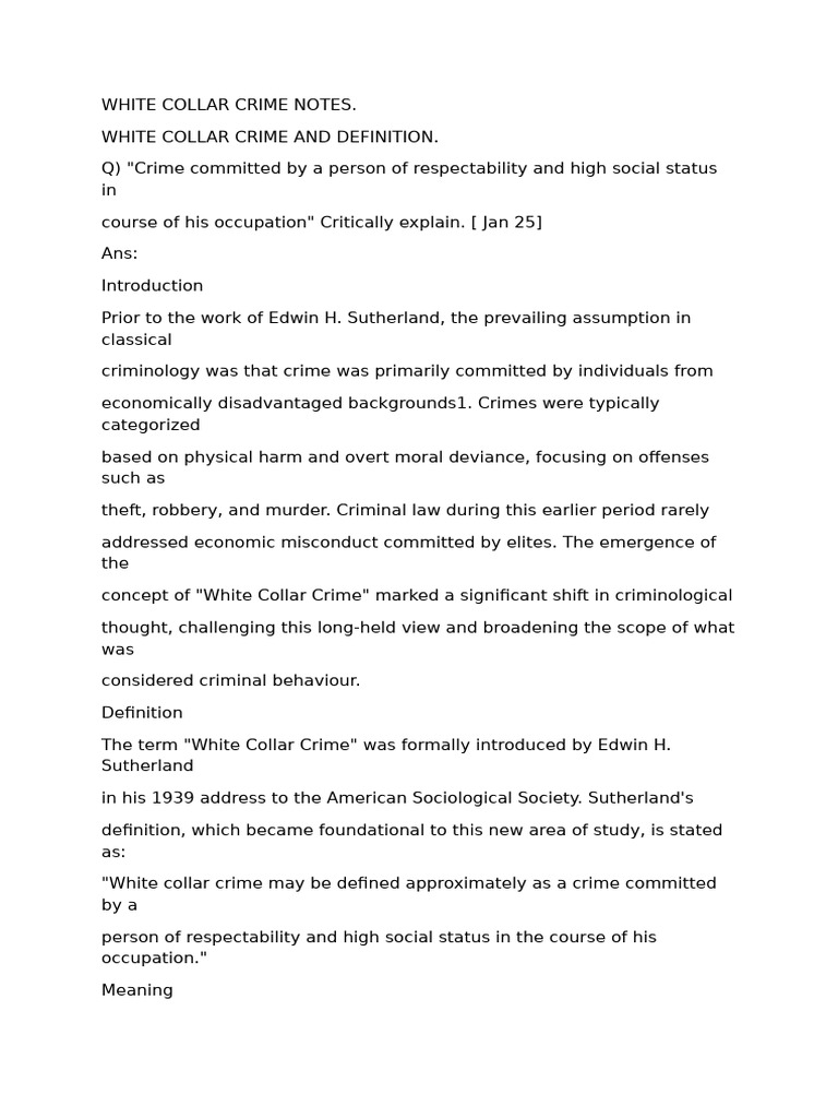 Understanding White Collar Crime | PDF | Crimes | Crime & Violence