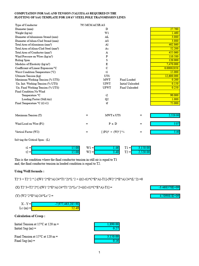 Transmission Line Sag Tension | PDF | Applied And Interdisciplinary ...