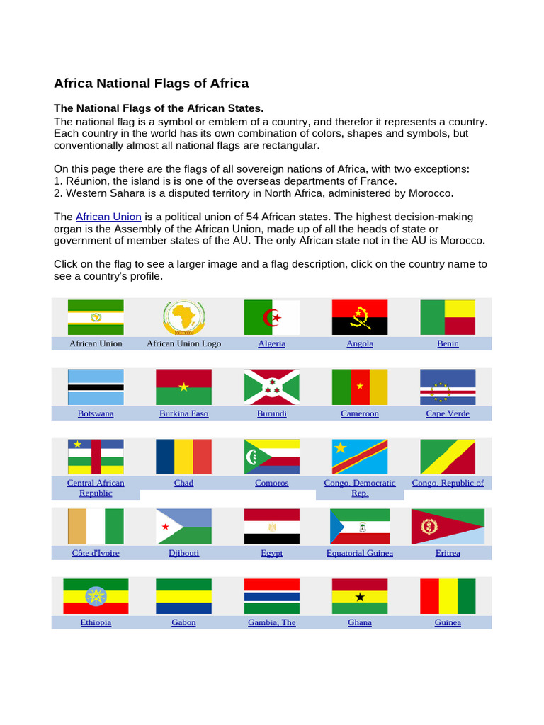 Africa National Flags of Africa | PDF