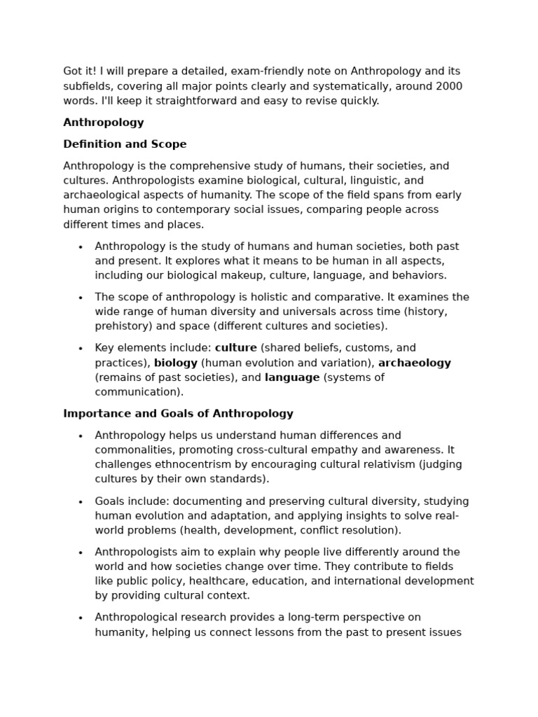 Anthropology and Its Subfields | PDF | Anthropology | Archaeology
