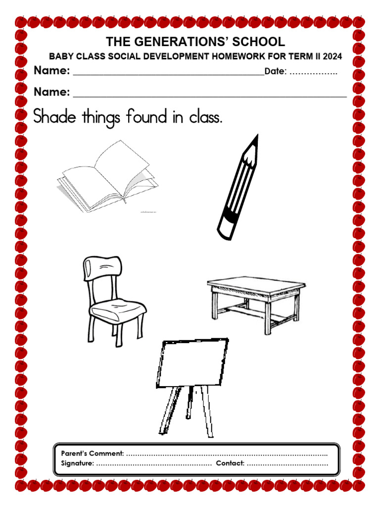 Baby Class Term II 2024 Homework | PDF