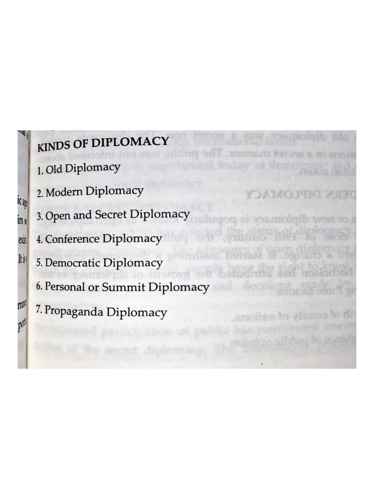 Kinds of Diplomacy - Pol Sci INRO HPJ | PDF | Diplomacy | Diplomat